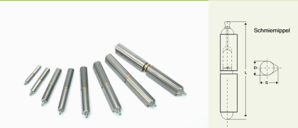 2 delig met vaste stift en smeernippel scharnier - Lasscharnieren.nl